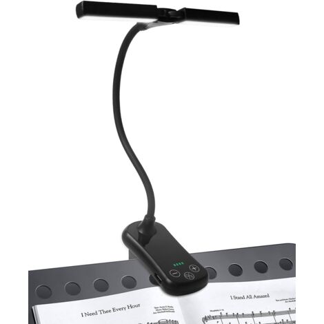 Luz recargable para atril con 14 LED, luz de piano con clip, 3 colores ...