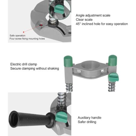 Guía de perforación de acero multiángulo, soporte ajustable a 45 grados ...