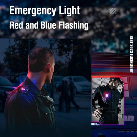 Mini linterna LED, recargable por USB-C con luz roja y azul, 400 ...