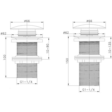 Bonde ronde click clack H 150 sans trop-plein 1"1/4 Tecom