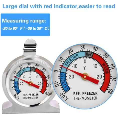 Refrigerator Thermometers, Large Dial Stainless Steel Temperature Gauge ...