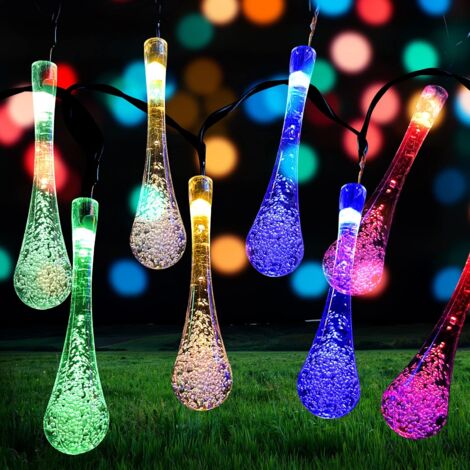 Outdoor Solar String Lights, 7m 50 LED Water Drop Solar String Lights ...