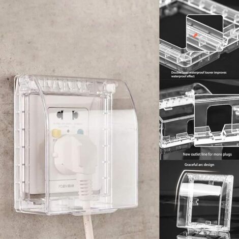 Wall Switch Cover, 2 Pcs Waterproof Socket Cover Type 86 Self-Adhesive ...