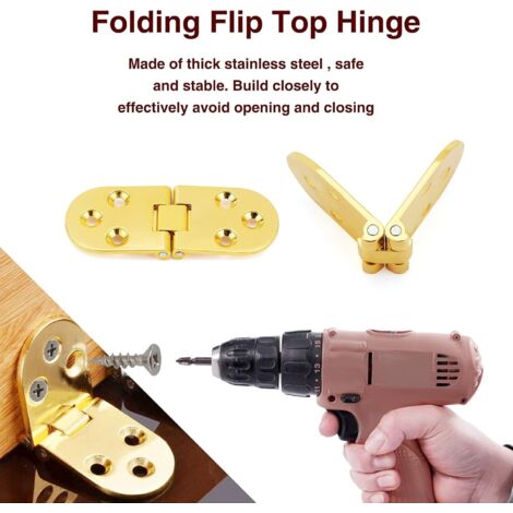 12 Pcs Zinc Alloy 180 Degree Folding Hinges Round Edge Hinges Furniture ...