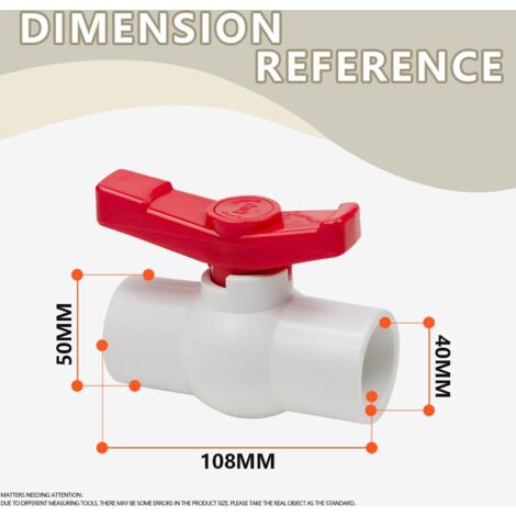 40mm PVC Ball Valve - 90 Degree Handle Water Stop Valve - Pipe Fittings