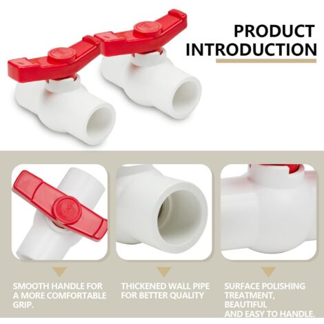 40mm PVC Ball Valve - 90 Degree Handle Water Stop Valve - Pipe Fittings