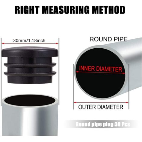 30pcs Round Plastic End Caps - for Steel Pipes, Tables, Chairs ...