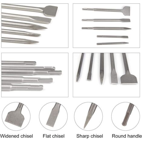 Piece SDS Chisel Set with 2 Pointed Chisels and 3 Flat Chisels ...