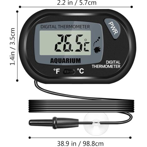 Digital LCD Aquarium Thermometer with Suction Cups and Waterproof Probe ...