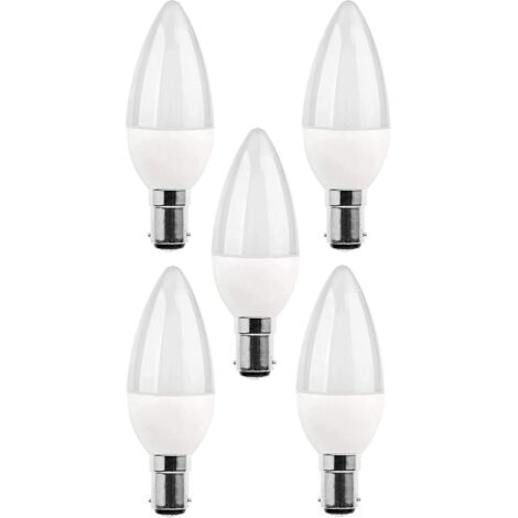 5 Pack 5W B15 LED Bulbs, 25W Incandescent Equivalent, 270lm, 3000K ...
