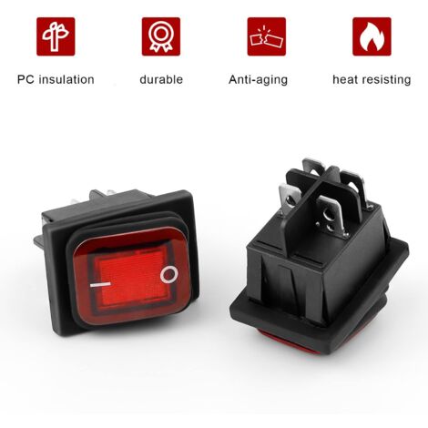 Pin Waterproof Rocker Switch, AC 16A/250V 20A/125V 2 Position Panel ...