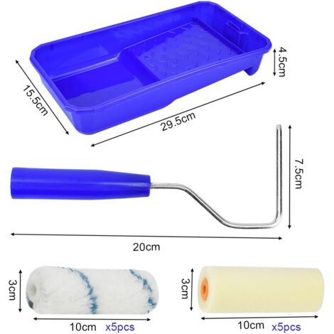 4" sponges, 5 x 4" brush heads, 1 x paint tray, mini foam roller, small ...