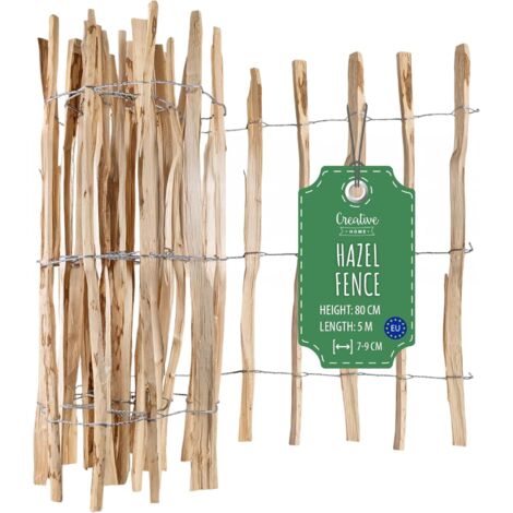 Hazel Wood Fence 80 cm x 5 m – Slat Spacing 7–9 cm