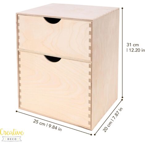 Small Wooden Drawer Unit 2 Drawers – 25 x 20 x 31 cm