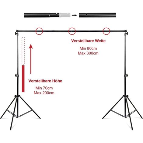 BALLSHOP 2x3 m Support de Fond Réglable, Professional pour Fond Studio ...