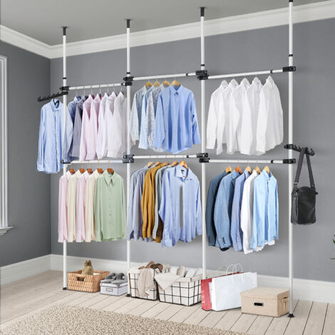 Youyijia Telescopic Clothes Rail Heavy Duty Clothes Rack Wardrobe ...