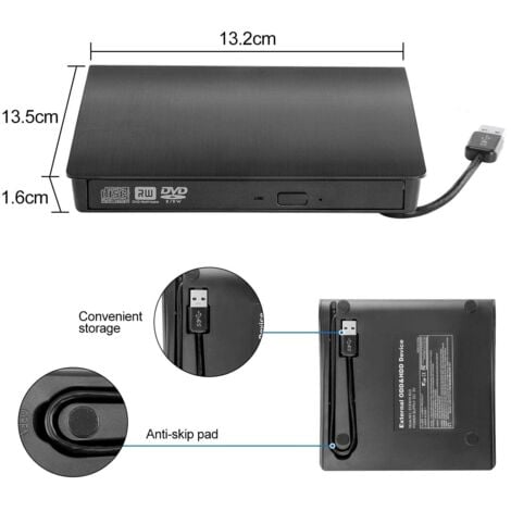 Trintion External CD DVD Drive USB 2.0 Slim Portable CD Reader High ...