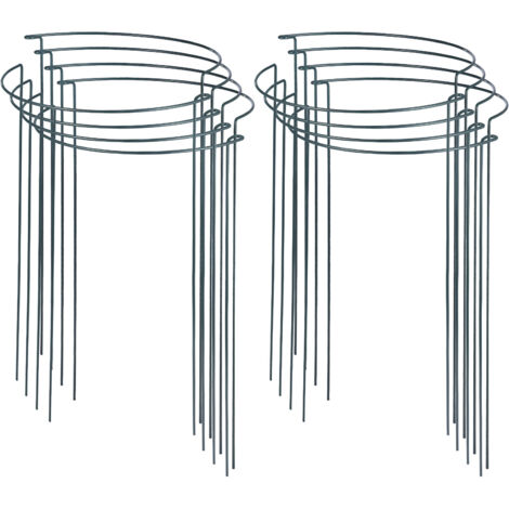 10Pcs 40x25cm Plant Support Stakes - Heavy Duty Metal Half Round Ring ...