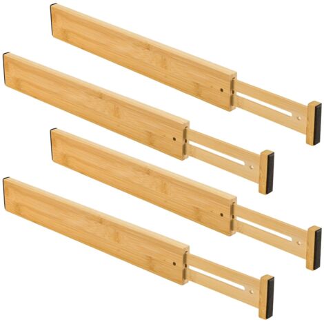 JF HOME BLISS 4 Pack Adjustable Bamboo Drawer Dividers 12.8"-17" Long ...