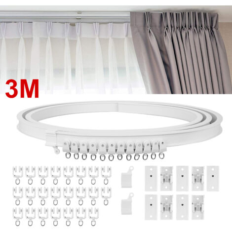 Trintion Bendable Curtain Track Flexible Ceiling Curtain Track Glider ...