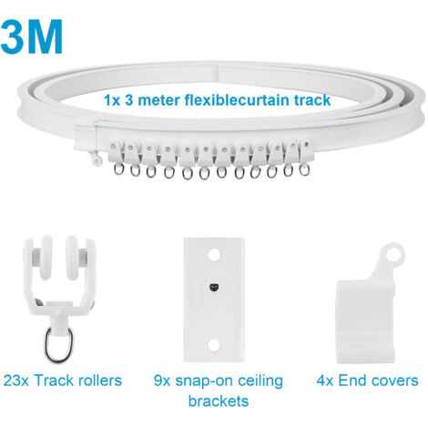 Trintion Bendable Curtain Track Flexible Ceiling Curtain Track Glider ...