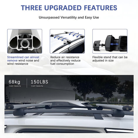 Trintion 2PCS Car Roof Bars Lockable Car Rail Rack for Cars with Roof ...
