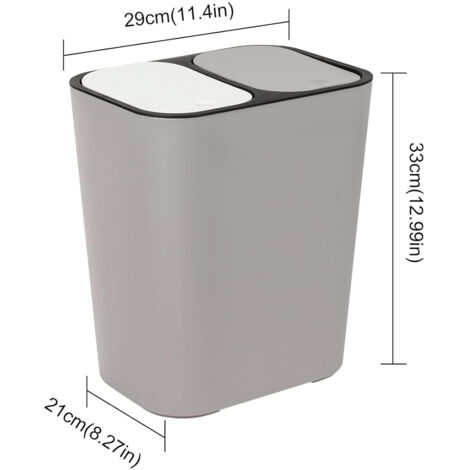 Holdfiturn Double Recycling Waste Bin Rectangle Plastic Trash Can Dual ...