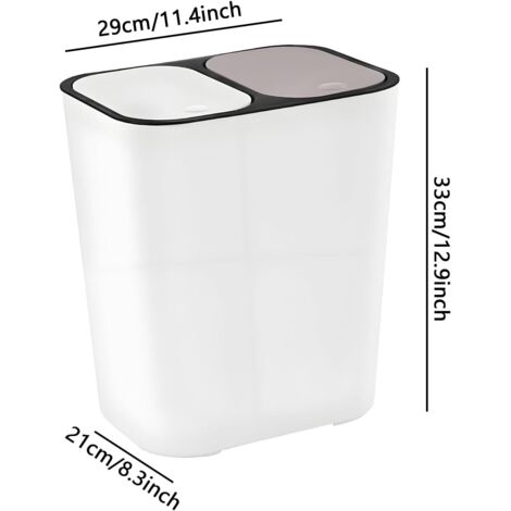 Holdfiturn Double Recycling Waste Bin Rectangle Plastic Trash Can Dual ...