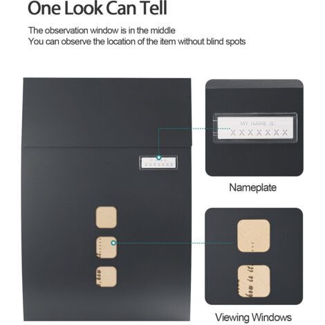 M.J COMFY-LIFE Letter Box with Viewing Window, Wall-Mounted Lockable ...