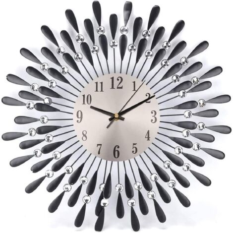 Youyijia 38cm Diamond Jeweled Sunflower Wall Clock - Silent Non-ticking ...