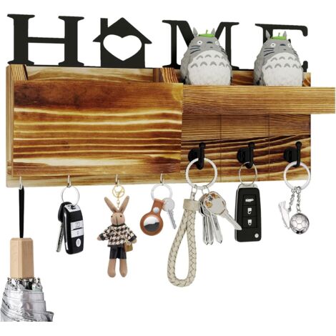 Shoze Wooden Key Hooks for Wall, Home Decor Key Holder with 7 Hooks and ...