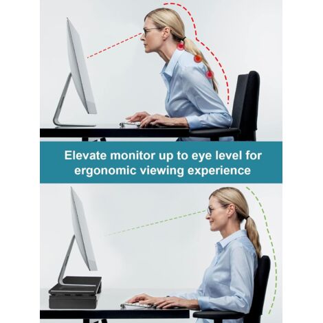 Holdfiturn Adjustable Monitor Riser with Smartphone & Tablet Holder ...