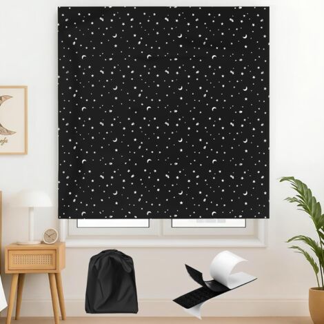 Trintion 200×145cm Temporary Blackout Blinds Stick on Window Portable ...