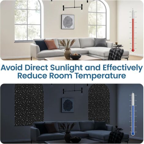 Trintion 200×145cm Temporary Blackout Blinds Stick on Window Portable ...