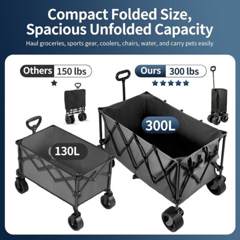 YORKING 300L Folding Trolley on Wheels – Heavy-Duty Utility Wagon with ...