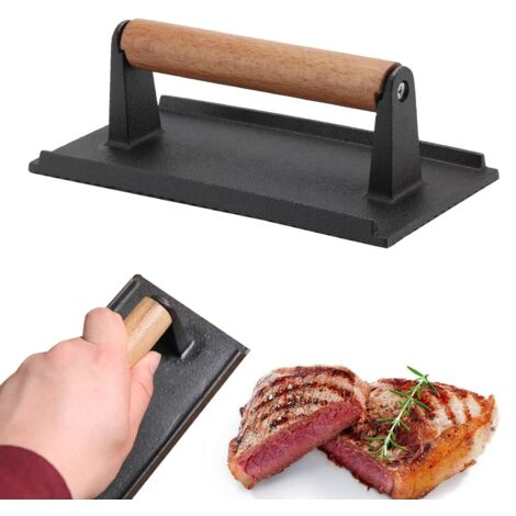 Steak Press 20 x 10 cm Cast Iron Grill Burger Press Rectangle Steak ...
