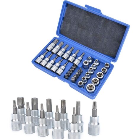 34pcs Star Torx Sockets T10-T60 Metal Nut Set Wrench Ratchet Tool Kit ...