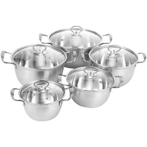 5pcs Stainless Steel Pot Professional Induction-Safe Stainless Steel ...