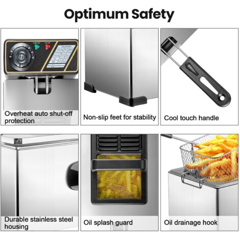 Deep Fat Fryer 3L Capacity 2000W Stainless Steel Chip Pans with Basket ...