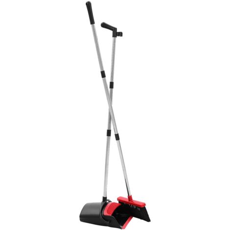 Dustpan and Brush Set Extra Long Handle Broom Vertical Broom Cleaning ...