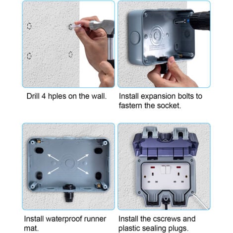 15M 2 Gang IP66 Outdoor Waterproof Socket with Extension Lead 13Amp ...
