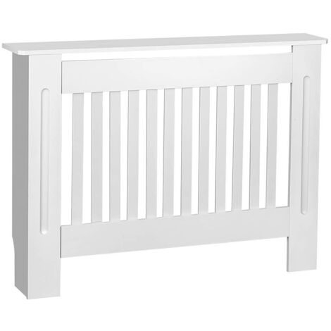 Vertical Slatted Radiator Cover - Modern MDF Wood Cabinet Shelf for ...