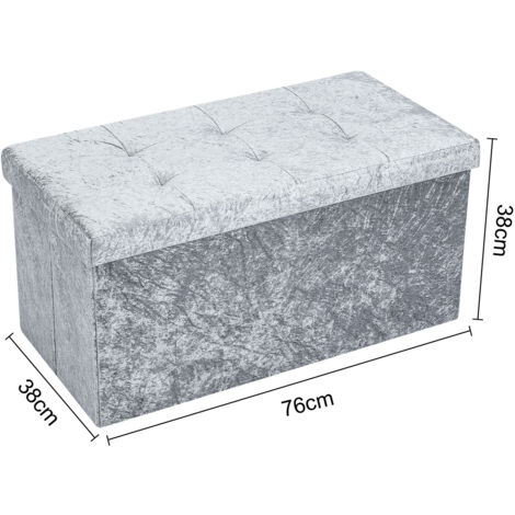 Velvet Ottoman Storage Box Large Foldable Ottoman Seat with Hidden ...