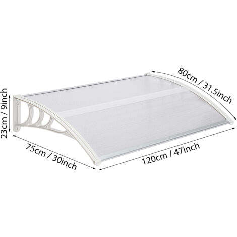 Door Canopy 120 X 80 X 23 cm Outdoor Shelter Front Back Garden Canopy ...