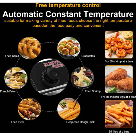 2500W Electric Deep Fat Fryer 6L Metal Deep Fat Fryer 42.5 30 28.5cm ...