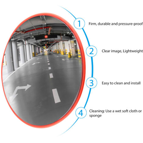 Traffic Mirror 45cm 17.7" Convex Road Safety Mirror Unbreakable 130 ...