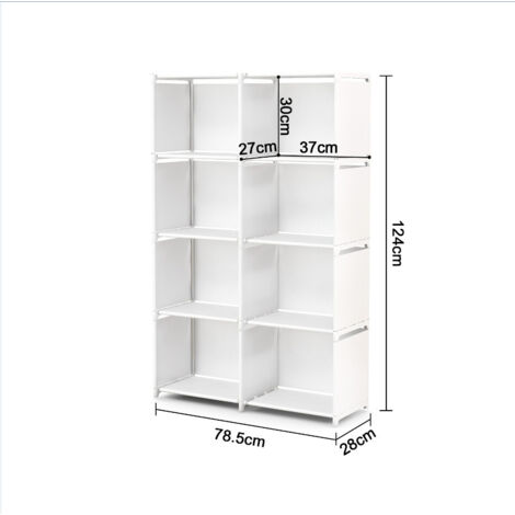 Cube Storage Unit, 5-Tiers Bookcase Shelf, Double Row Modular Wardrobe ...