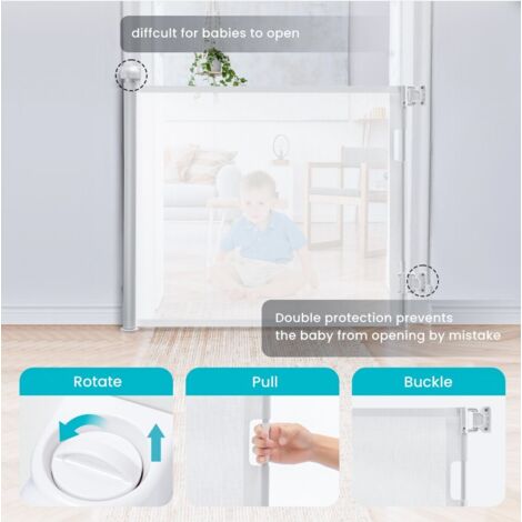 Stair Gate, 180cm Baby Gate, Retractable Stair Gate, Stair Gates for ...