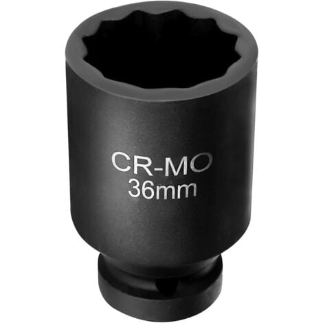 Deep Impact Socket 1/2" 36mm Impact Socket 12-Point Drive Double Deep Socket Set Metric Axle Nut ...