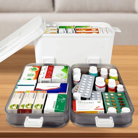 Storage Box, Medicine Storage Box Organiser With Handle, 3 Layer ...